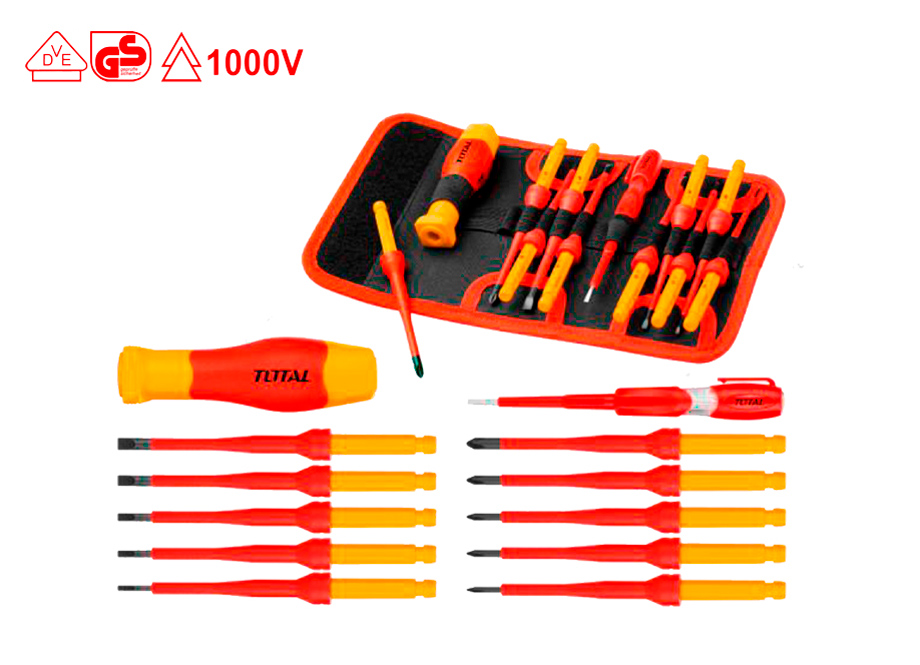 SET OF 12 INTERCHANGEABLE SCREWDRIVERS ELECTRICIAN 1000V - TOTAL ...